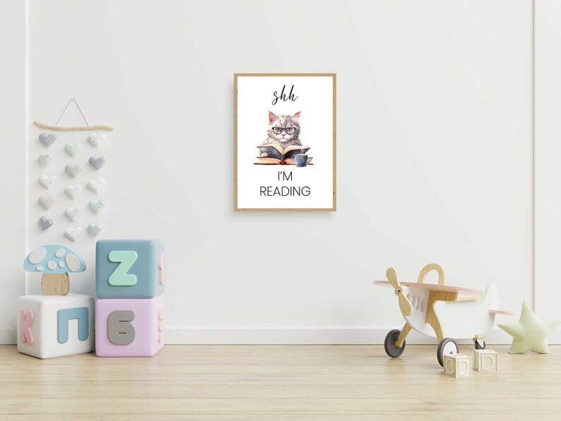 Shh I'm Reading, Reading Poster, Reading Prints, Reading Printable ...