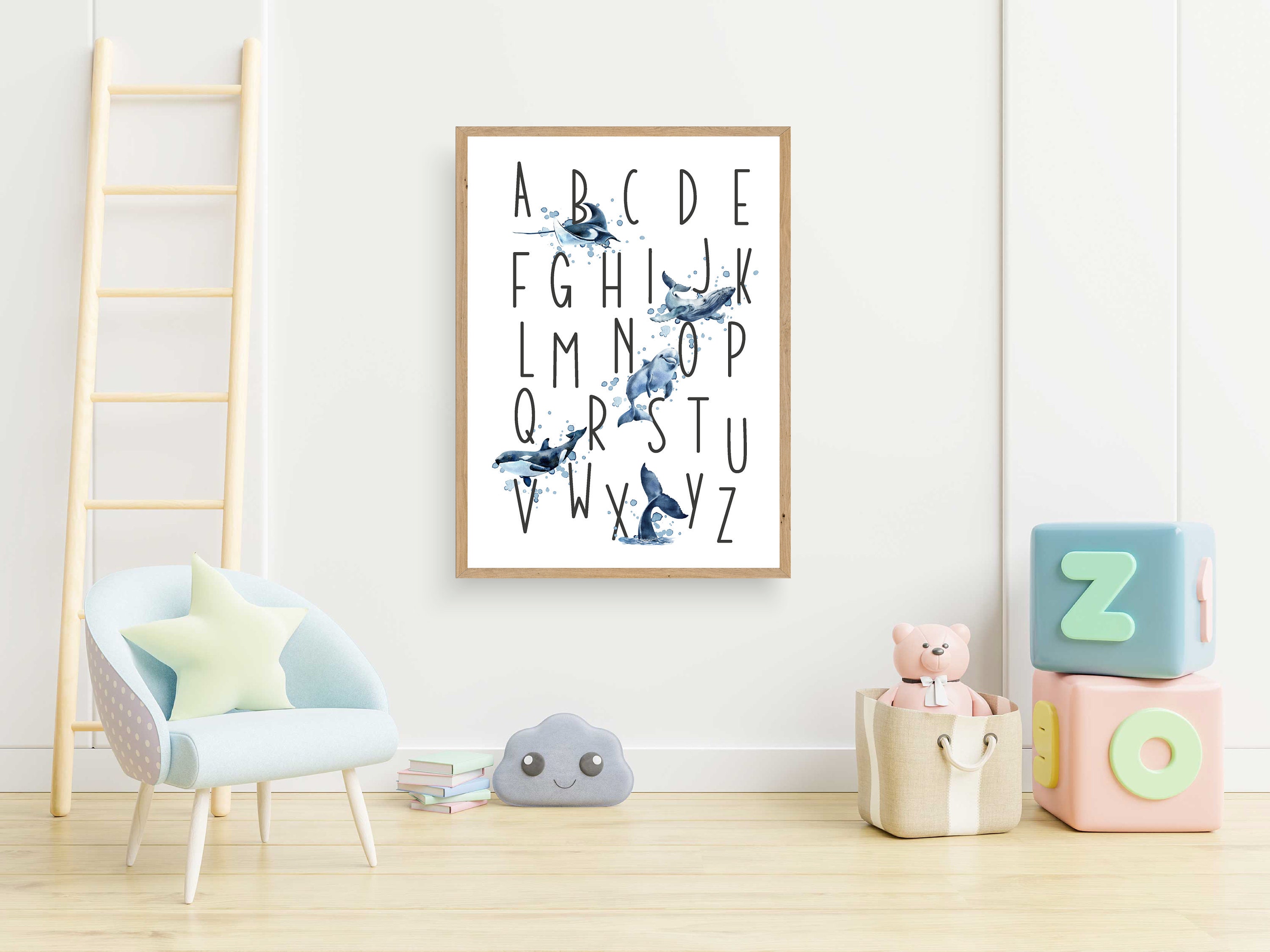 Ocean Alphabet Poster, Sea Animals Alphabet Poster, Nautical Alphabet ...