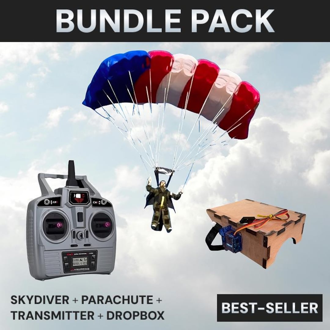 RC Skydiver With Scale Nylon Fabric Parachute - Handmade Remote ...