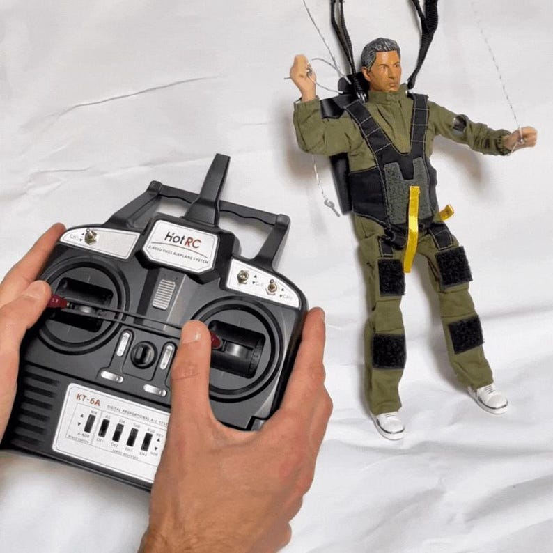 RC Skydiver With Scale Nylon Fabric Parachute - Handmade Remote ...