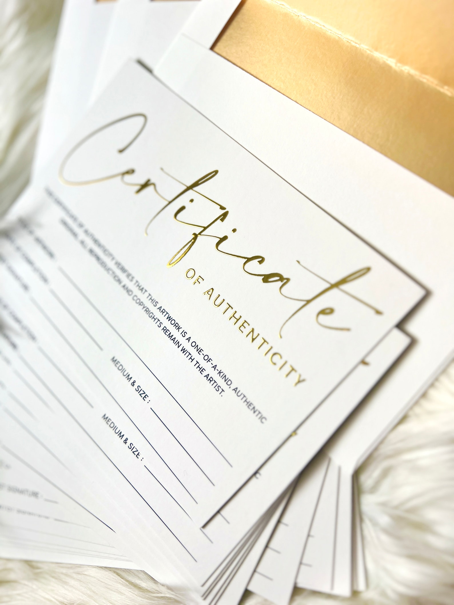 Gold Foil Certificate of Authenticity Cards With Matching Envelopes for ...