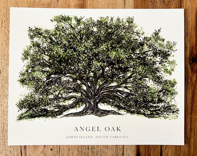 Drawing of the Majestic Angel Oak Tree in Johns Island Angel Oak Art Angel Oak Print - Etsy