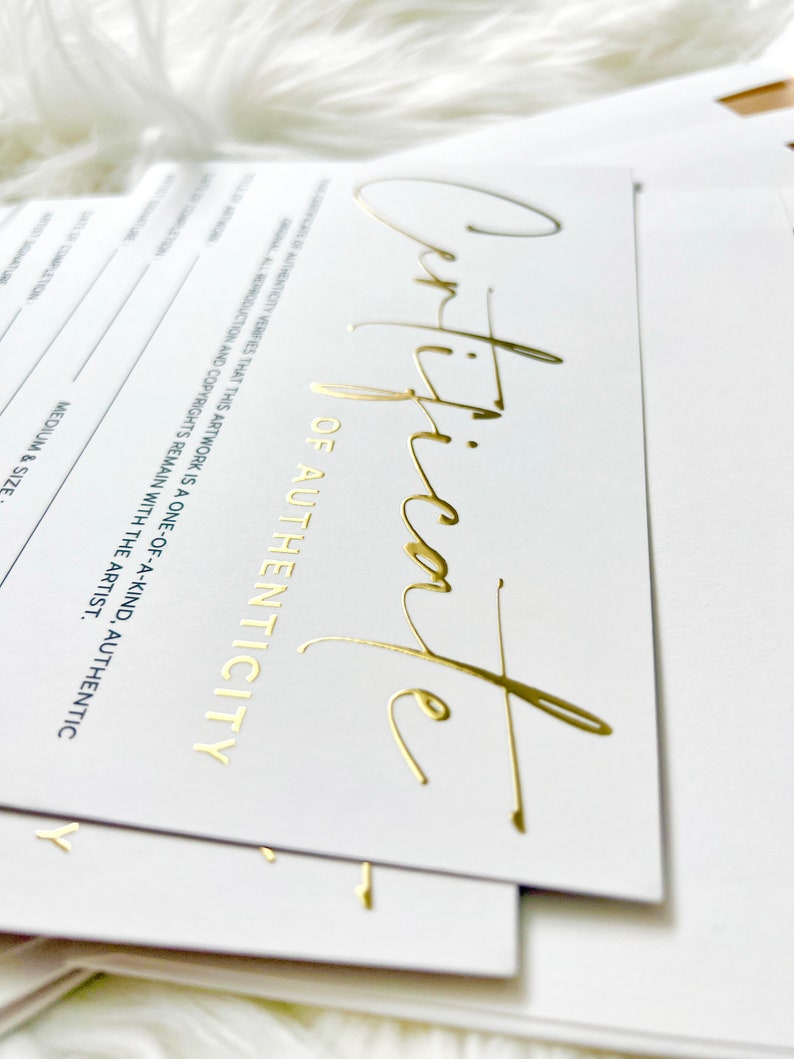 Gold Foil Certificate of Authenticity Cards With Matching Envelopes for ...