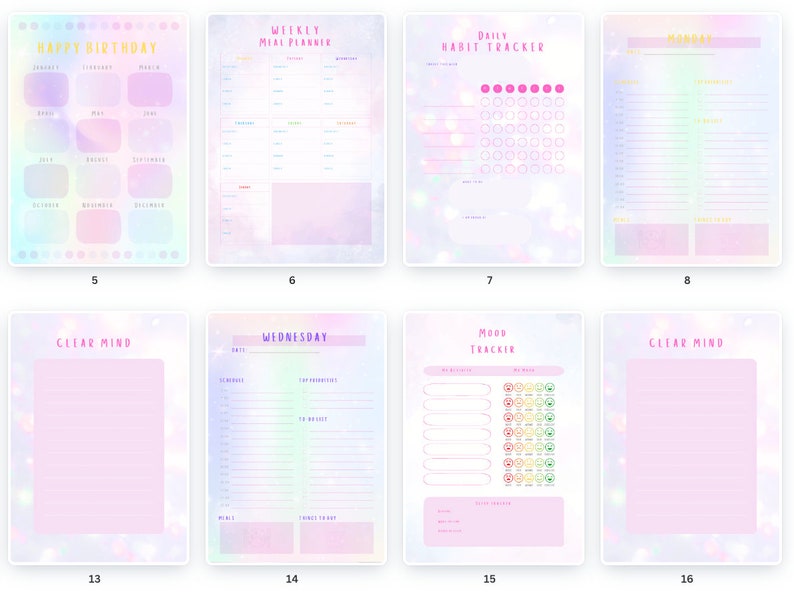 Unicorn Weekly & Monthly Planner Printable | Cute Magical Organizer ...