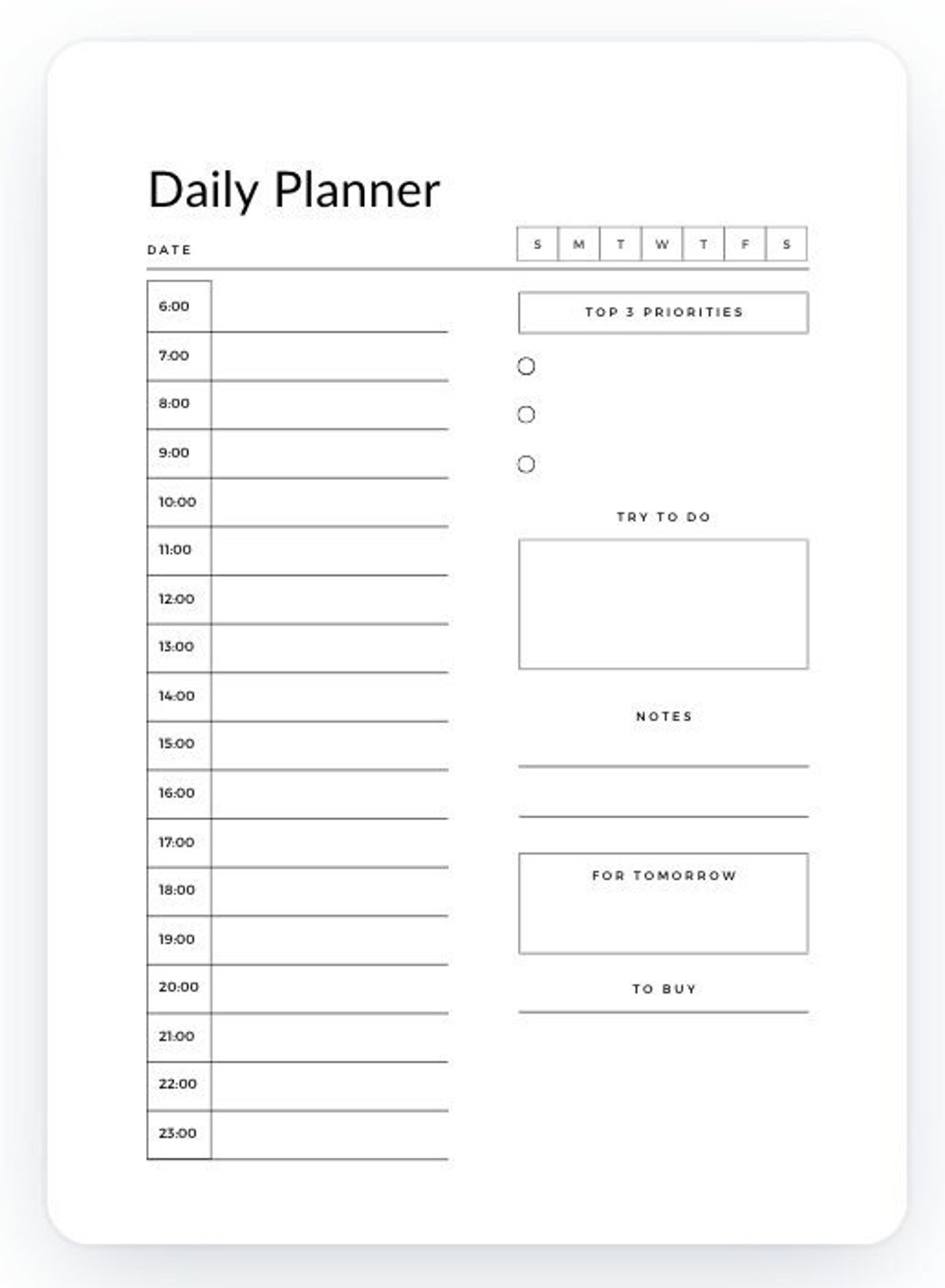 Minimalist Daily Planner | Printable Organizer | Clean & Efficient ...
