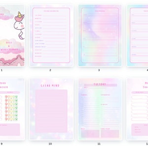 Unicorn Weekly & Monthly Planner Printable | Cute Magical Organizer ...