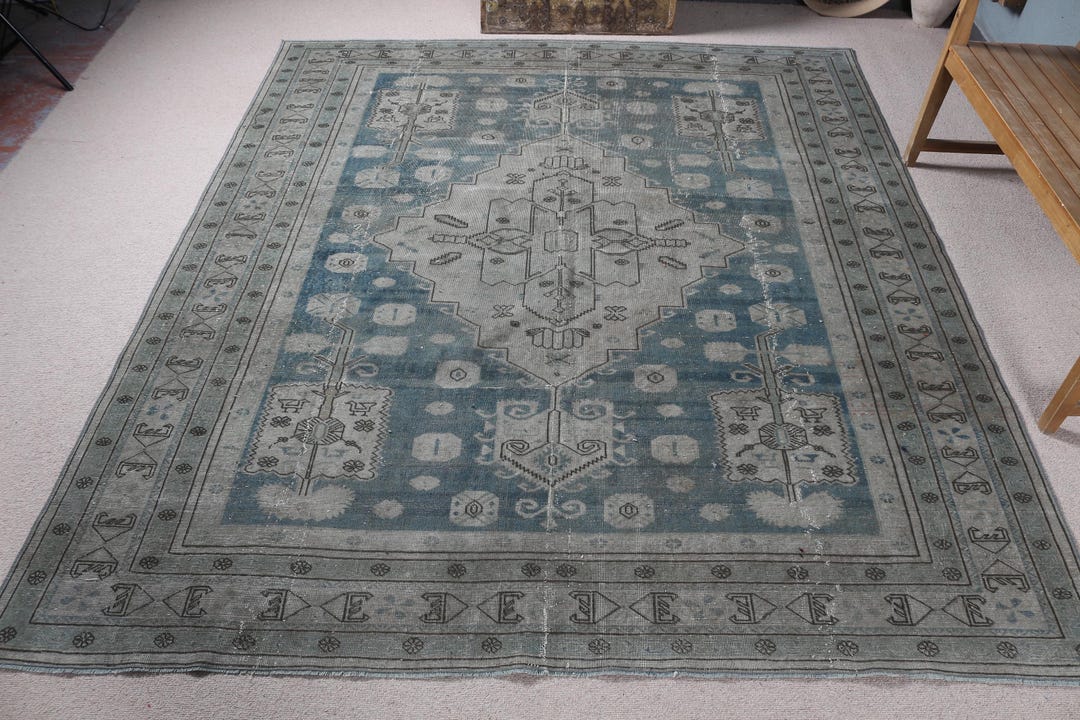 Vintage Rug, 8x9 Large Rug, Turkish Rug, Anatolian Rug, Rugs for Living ...