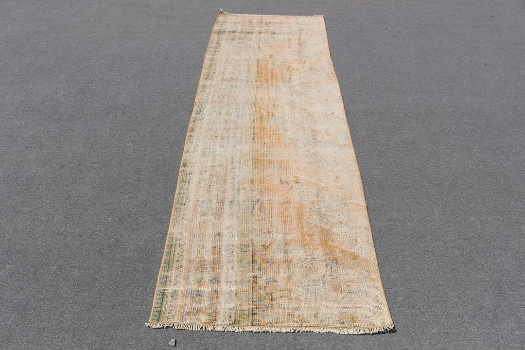 Vintage Rug, Turkish Rug, Runner Carpet, Antique Carpet, 32x103 Inches Orange Carpet, Wool ...