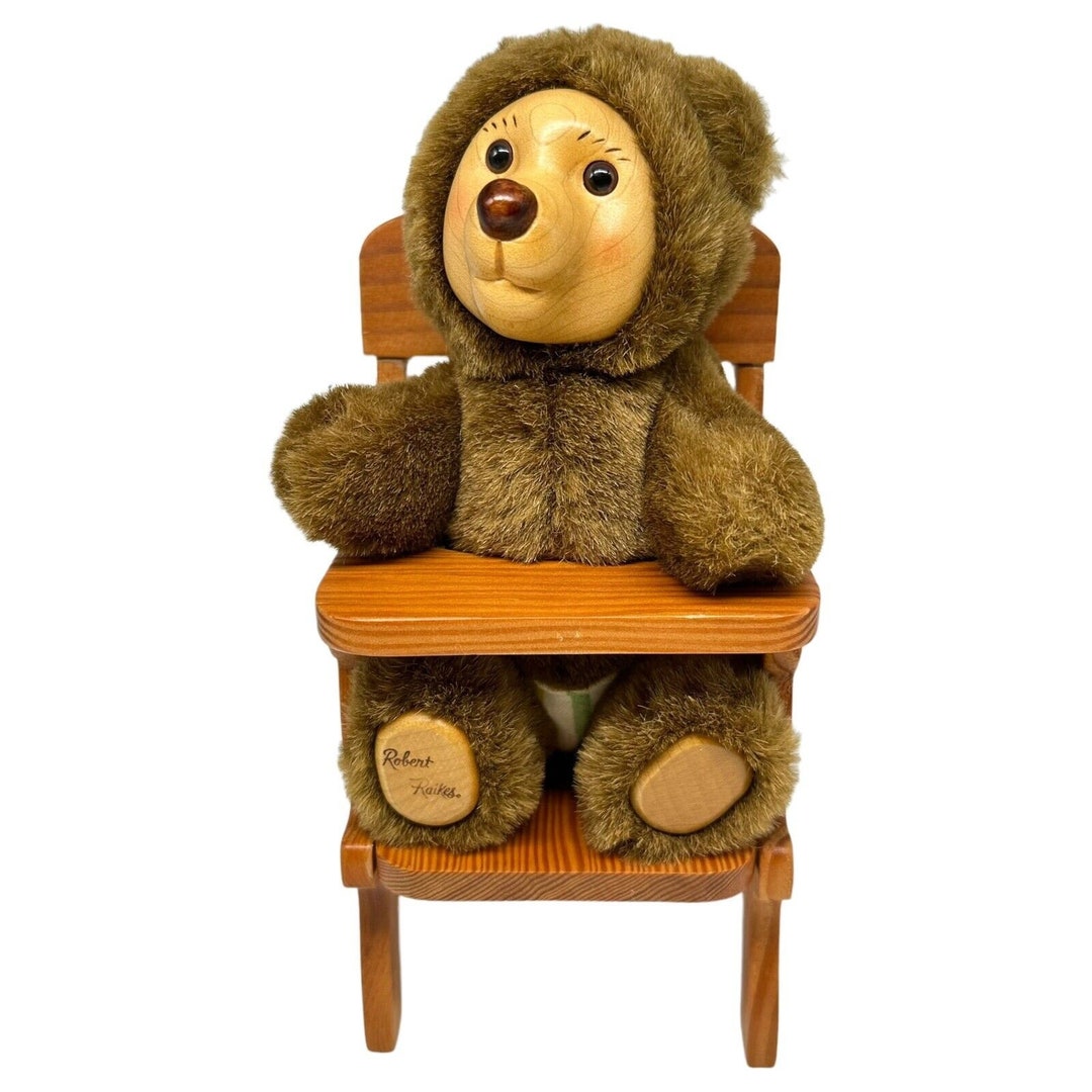 Vintage 1990 Raikes Bears Nursery Miniature Wood Face Teddy - Etsy