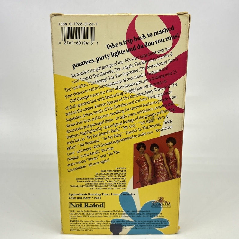 Girl Groups: the Story of A Sound VHS, 1983 Hollywood Video MGM/UA ...