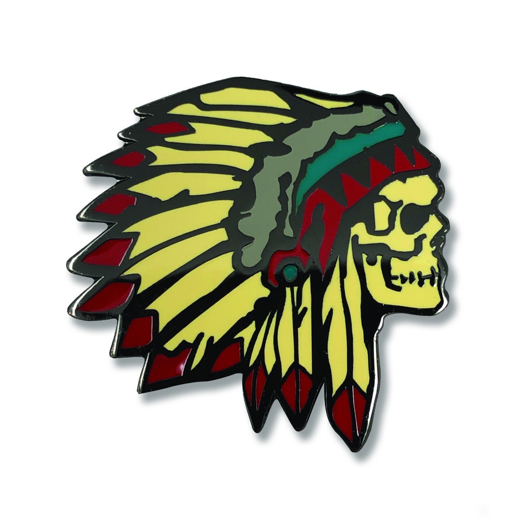 Skeleton Indian Chief Head Collectible Enamel Lapel Pin - Etsy