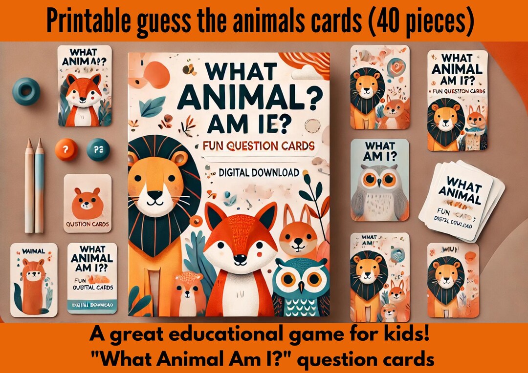What Animal Am I? Question Cards, Learning Animals Game for Kids ...