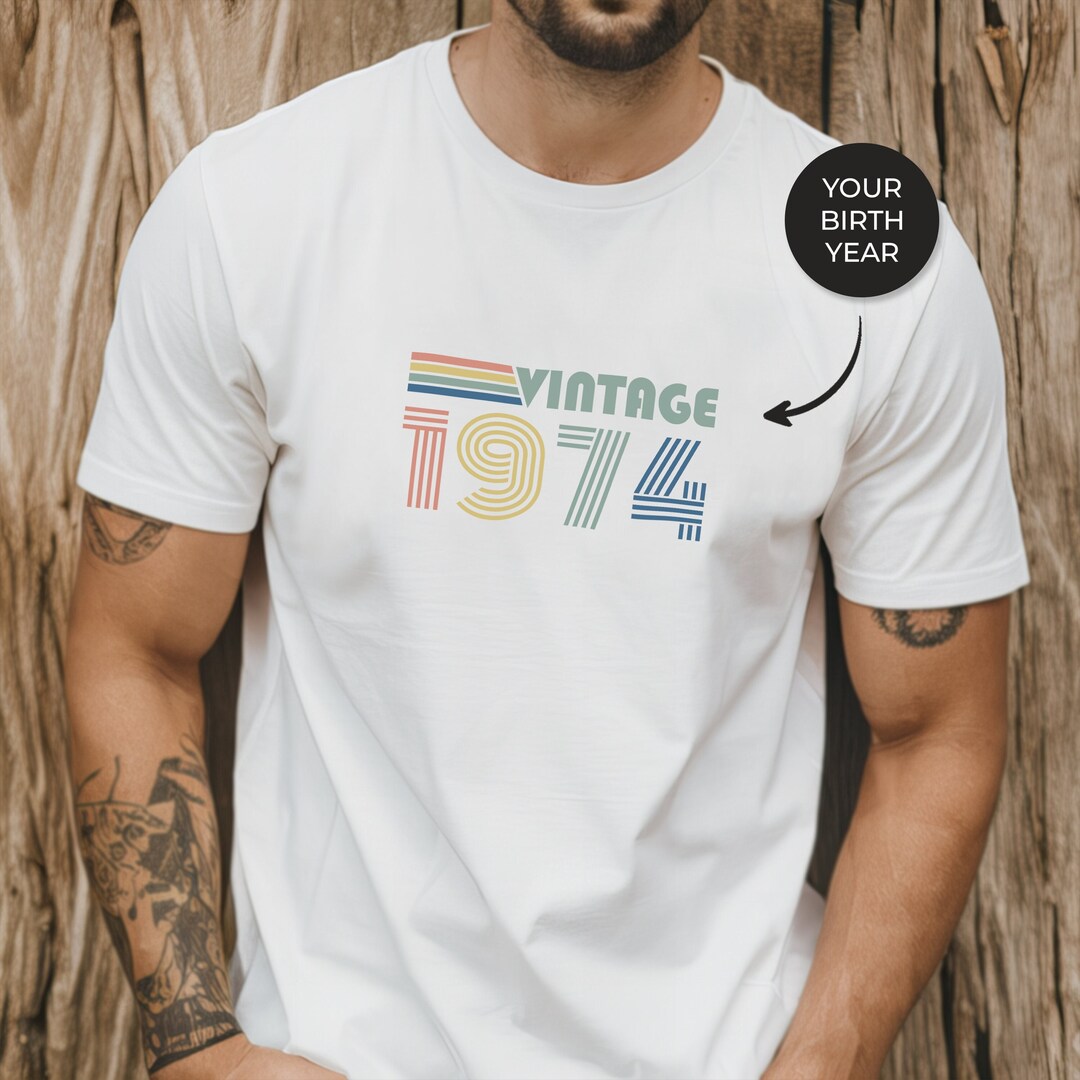 Vintage 1974 50th Birthday T Shirt 2024 Retro Fiftieth Gift Ideas, 50th ...