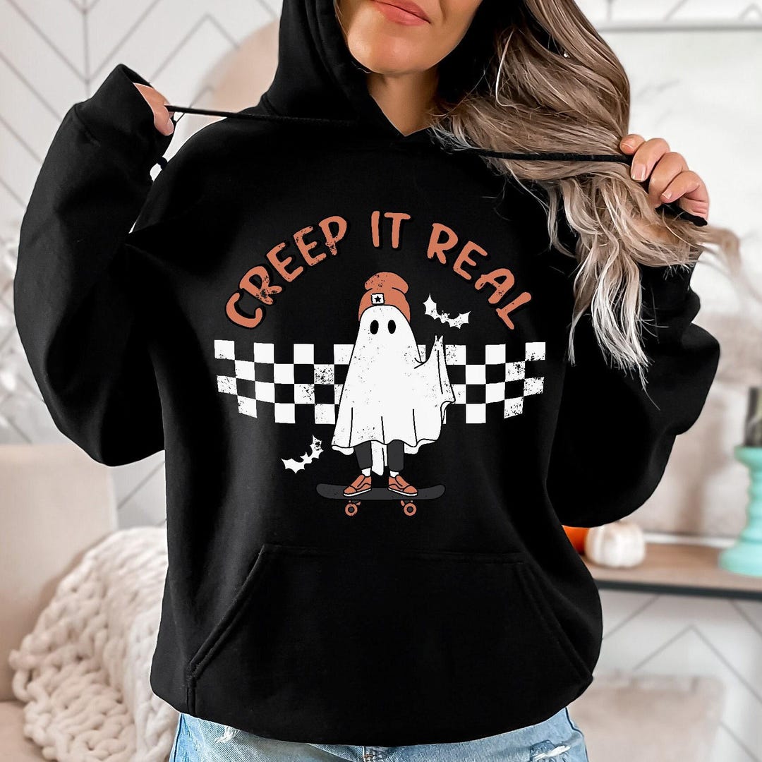 Halloween Hoodie, Creep It Real Hoodie, Cute Ghost Halloween Apparel ...