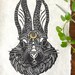 Rabbit Linocut Original Animal Lino Print, Bunny Moon Illustration Wall ...