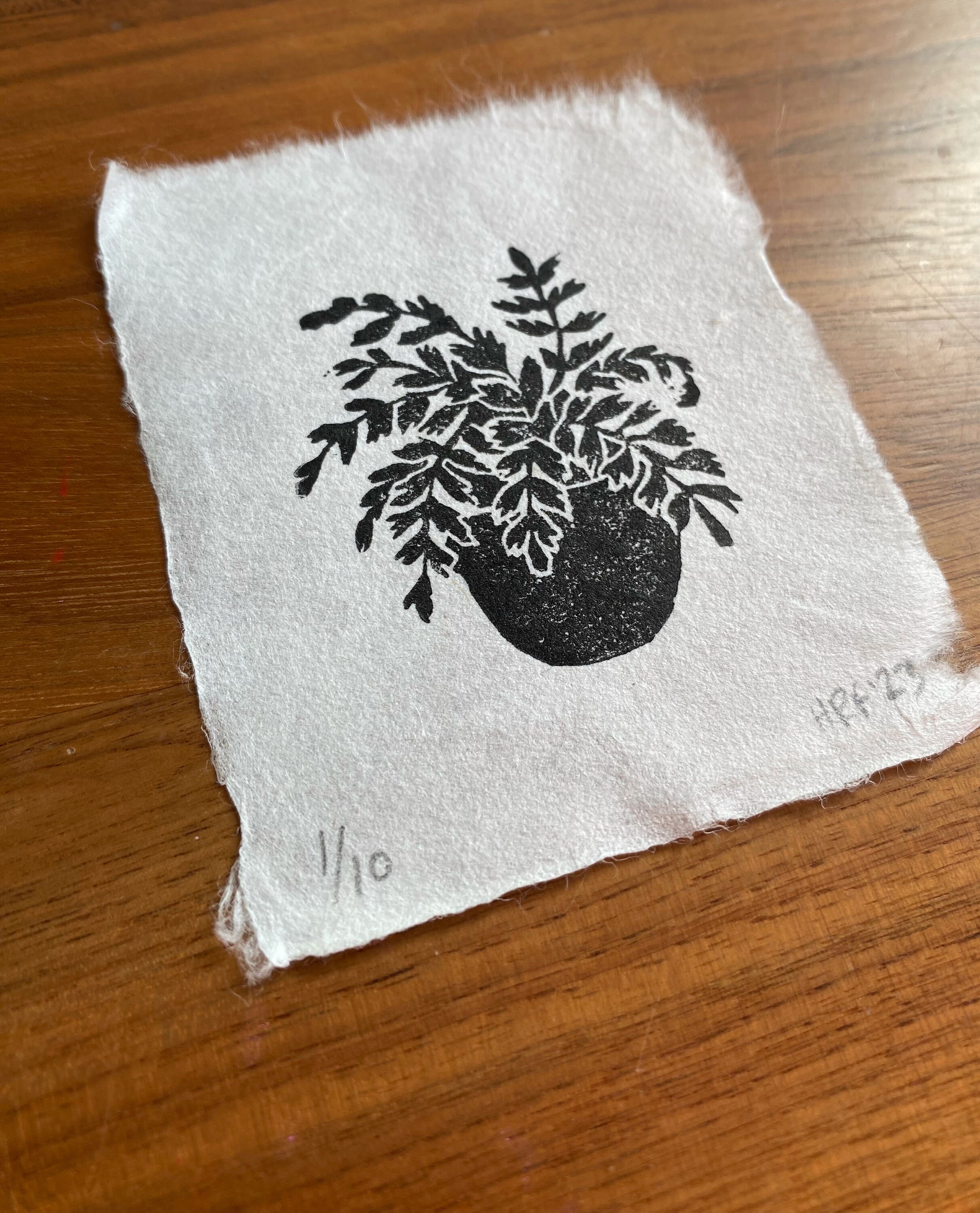 Mini Fern Lino Print Maidenhair Fern Linocut, Houseplant Mini Print ...