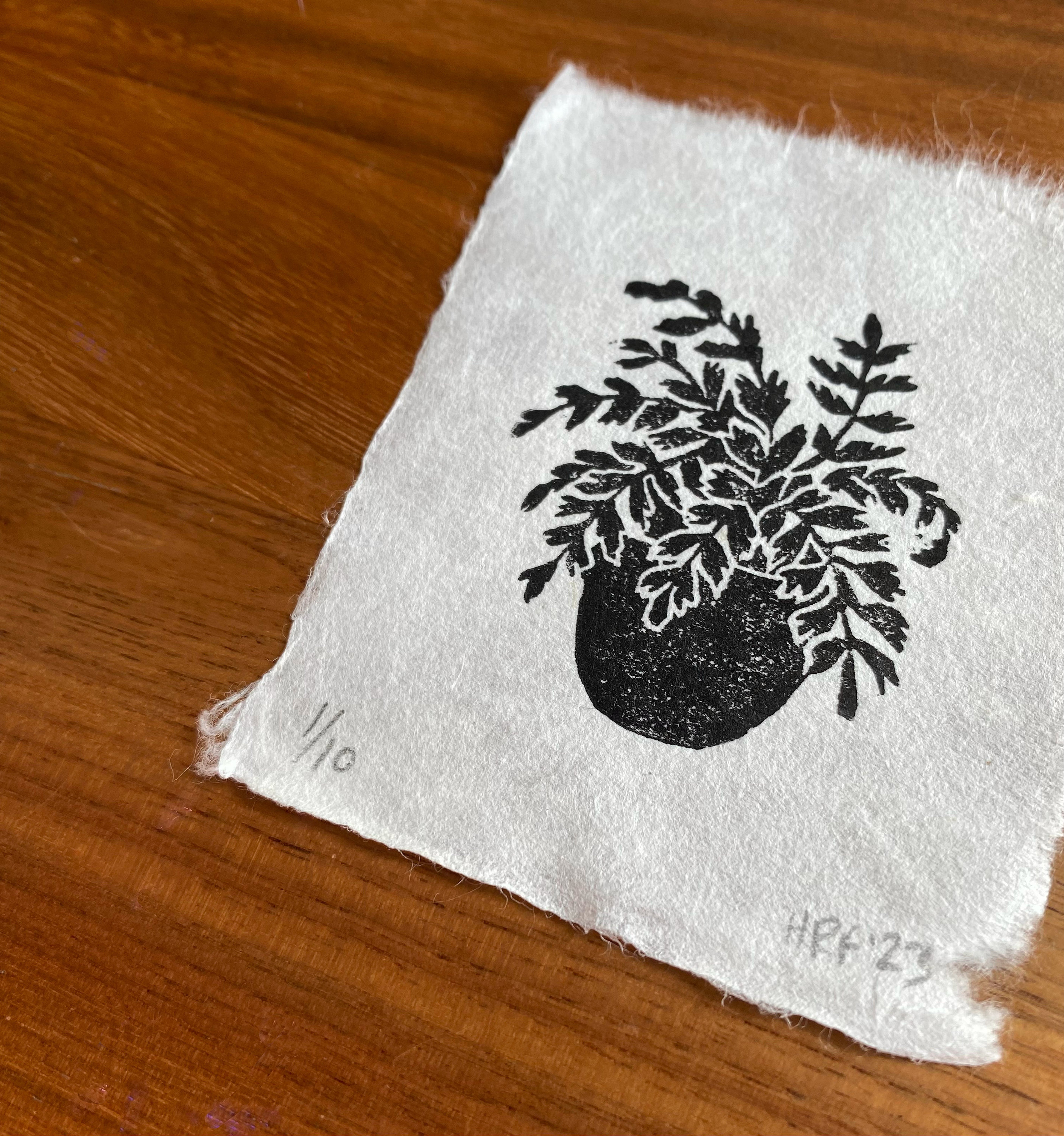 Mini Fern Lino Print Maidenhair Fern Linocut, Houseplant Mini Print ...