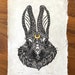 Rabbit Linocut Original Animal Lino Print, Bunny Moon Illustration Wall ...