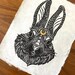 Rabbit Linocut Original Animal Lino Print, Bunny Moon Illustration Wall ...