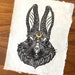Rabbit Linocut Original Animal Lino Print, Bunny Moon Illustration Wall ...