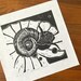 Water Snail Lino Print Original Linocut Art, Water Lily Pad Decor, - Etsy