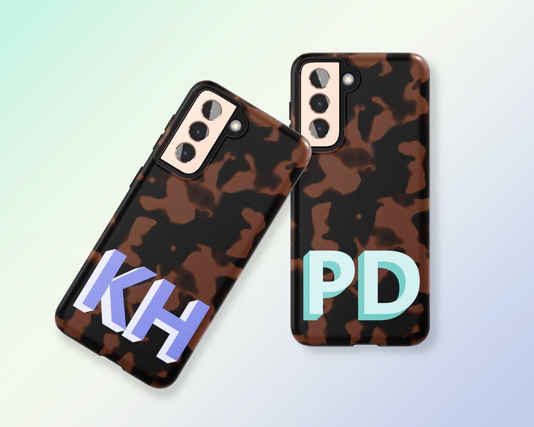 Tortoise Personalized Initial Phone Case, Samsung Galaxy S23 S22 S21 S20 FE S10 Ultra Plus S10e ...