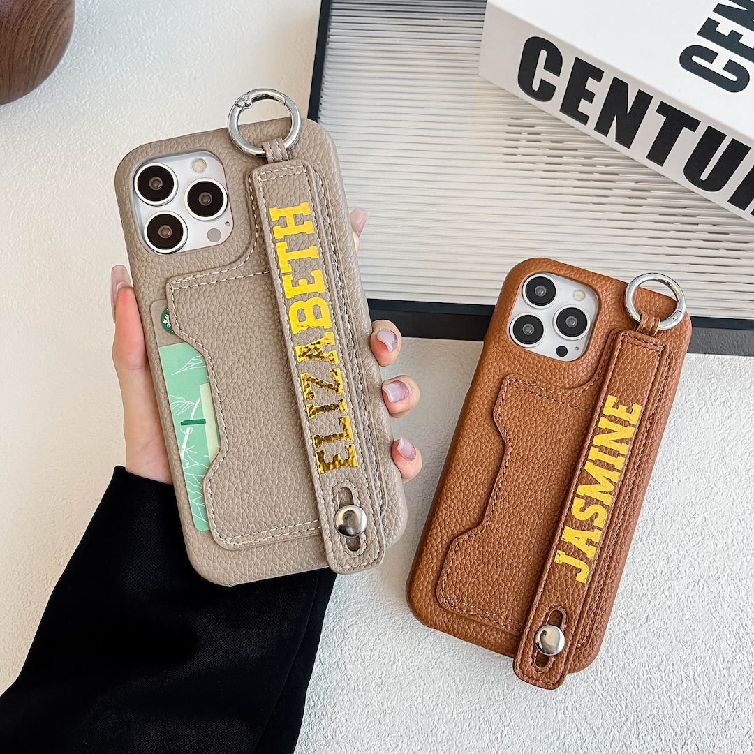 IPhone 16 Leather Case, Personalized Monogram Leather iPhone Case, Card ...