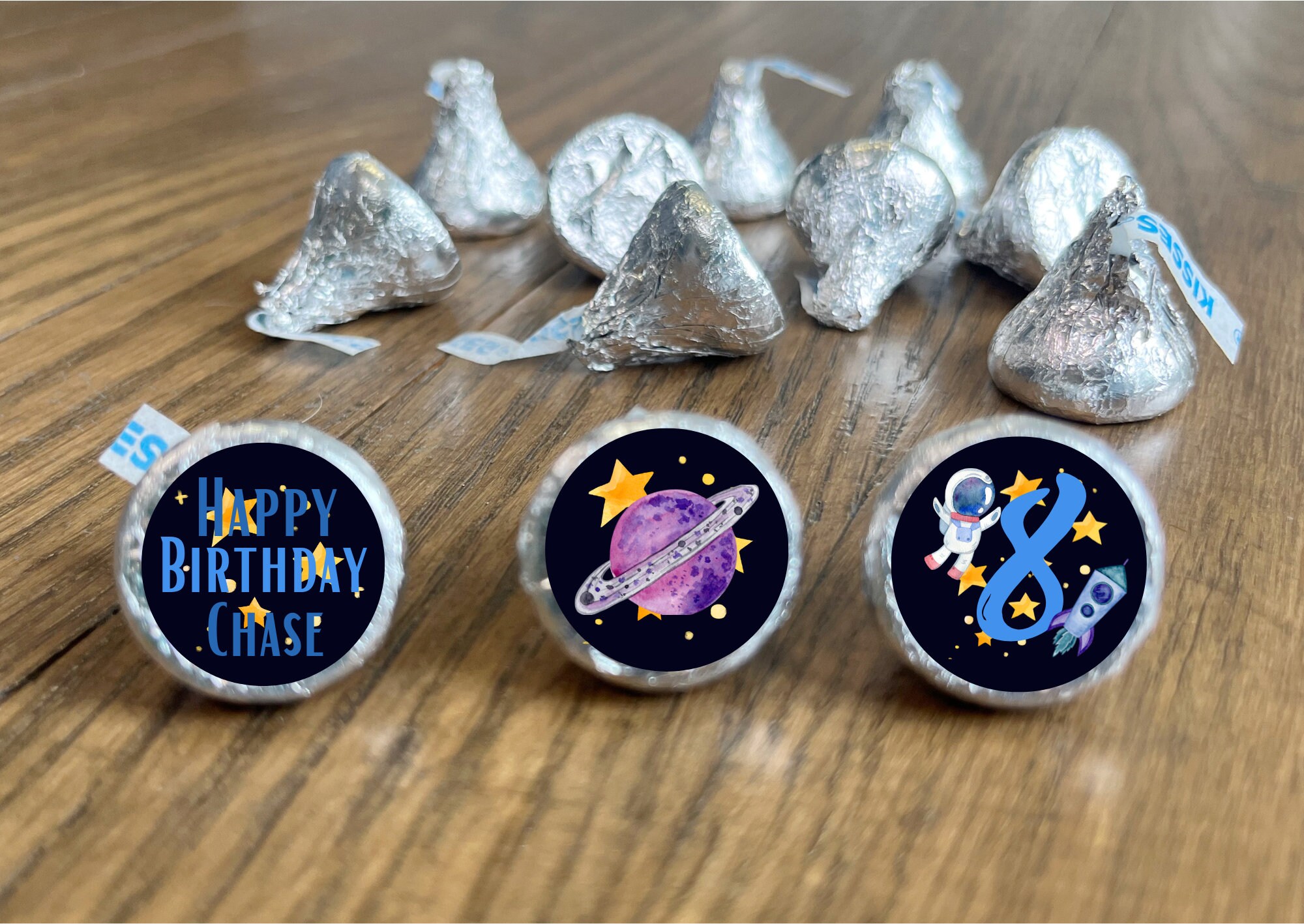 150ct Space Themed Chocolate Kiss Vinyl Stickers, Party Favor, Custom ...