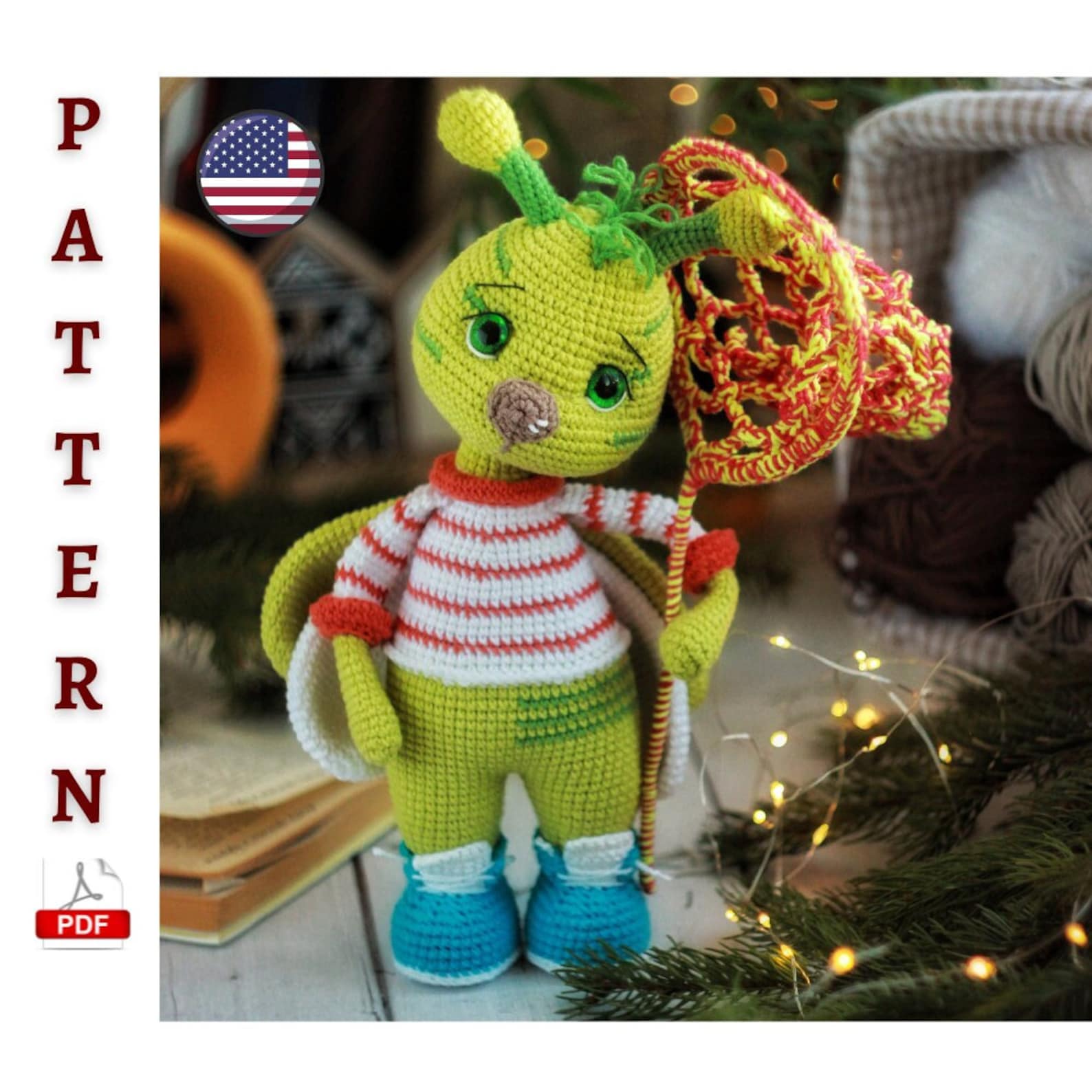 Grasshopper Crochet PATTERN PDF Amigurumi Cute Crochet Insect - Etsy