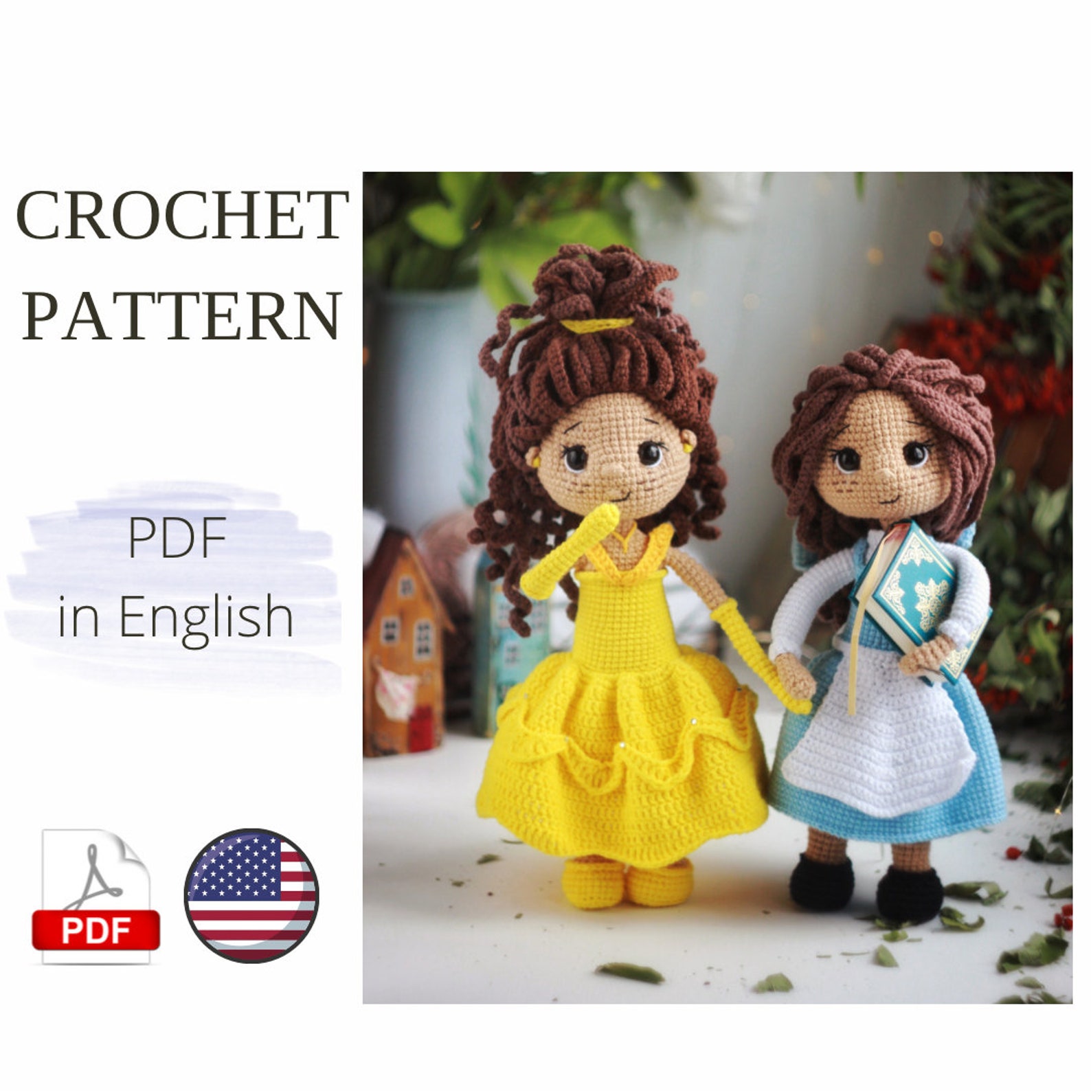 Set 2in1 Princess Amigurumi Doll Crochet Pattern PDF English - Etsy