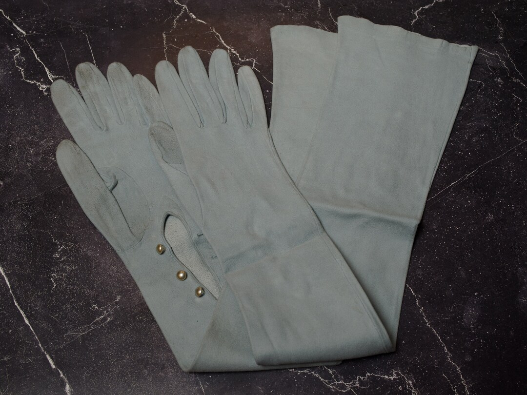 Extra-small Vintage Leather Gloves - Pedis Cura - Colour: Powder Blue ...
