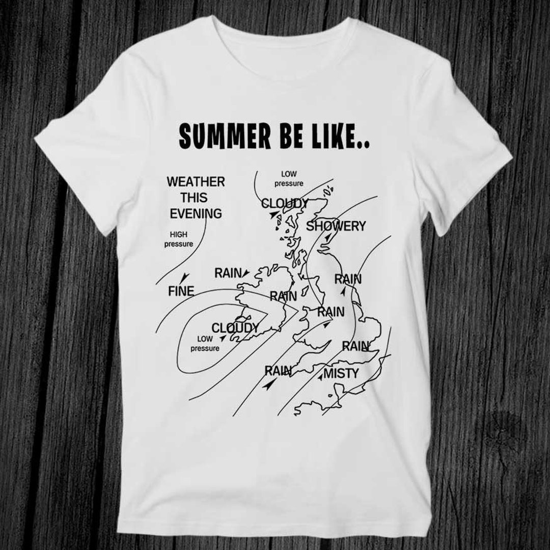 UK Weather Map Summer Loading Parody T Shirt Unisex Adult Mens Womens ...