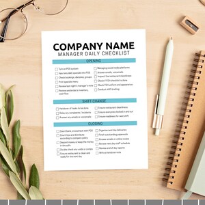FOH Restaurant Daily Checklist, for Server, Manager and Bartender, for ...