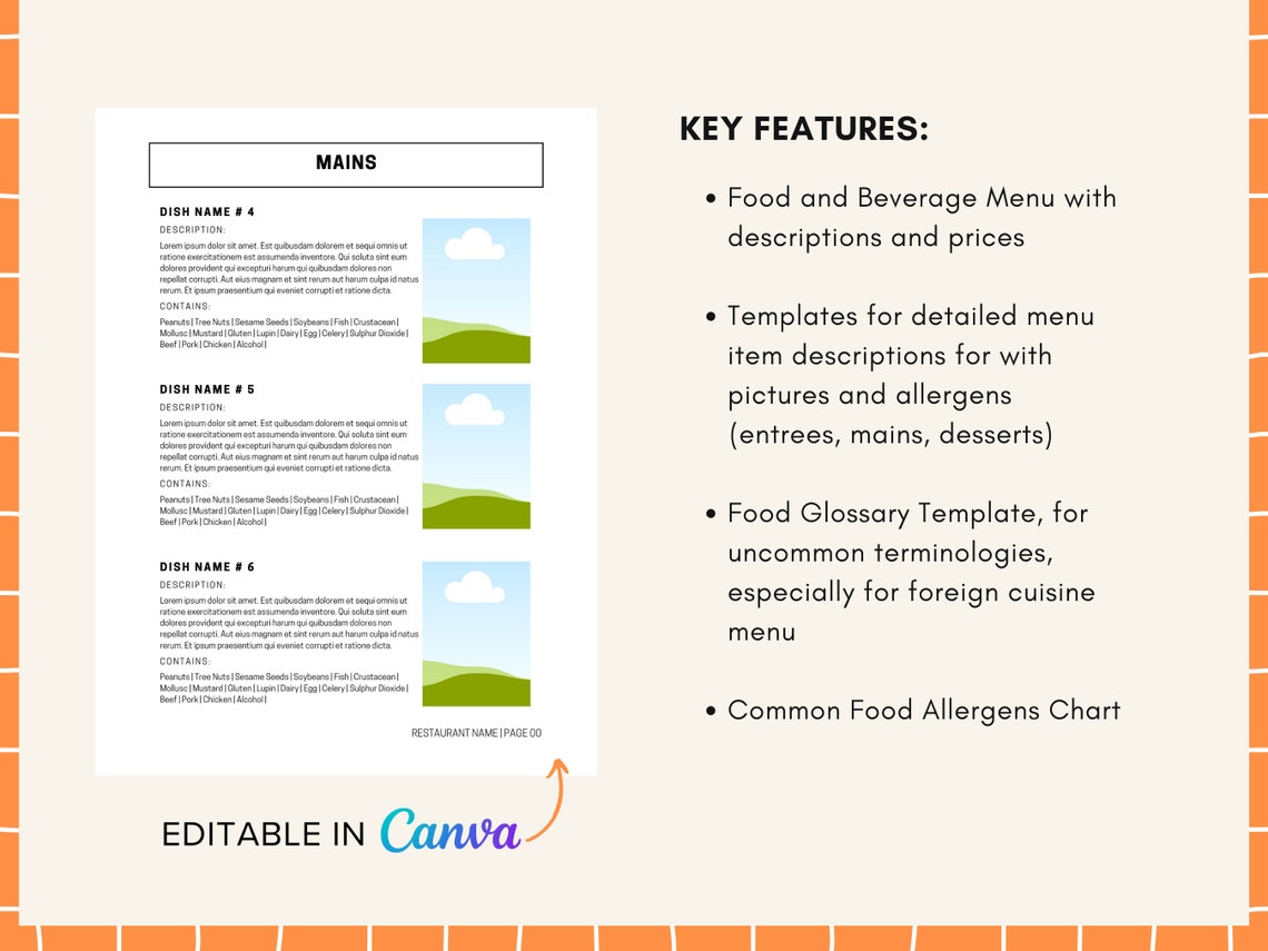 Restaurant Menu Training Manual, Editable Template, Food and Drinks ...
