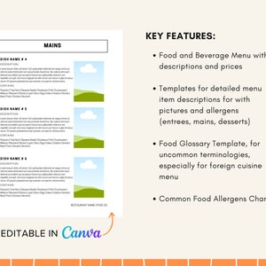 Restaurant Menu Training Manual, Editable Template, Food and Drinks ...