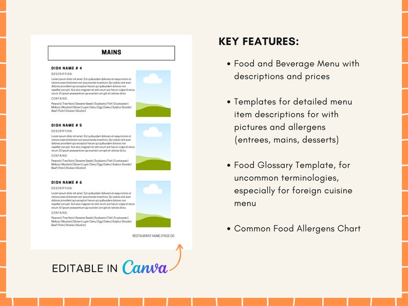 Restaurant Menu Training Manual, Editable Template, Food and Drinks ...