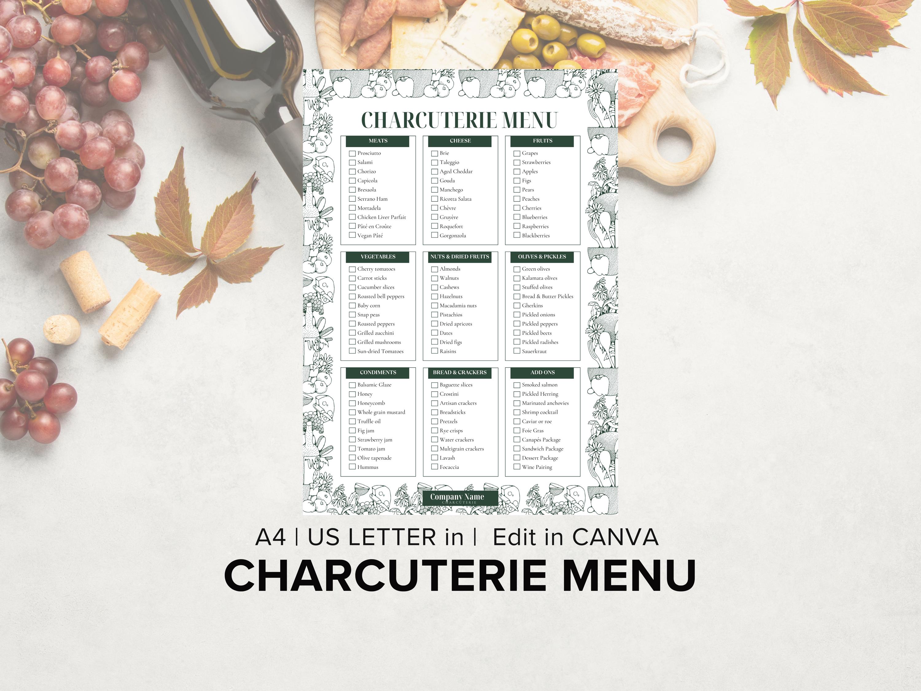 Charcuterie Board Business Template Charcuterie Menu Small Business ...