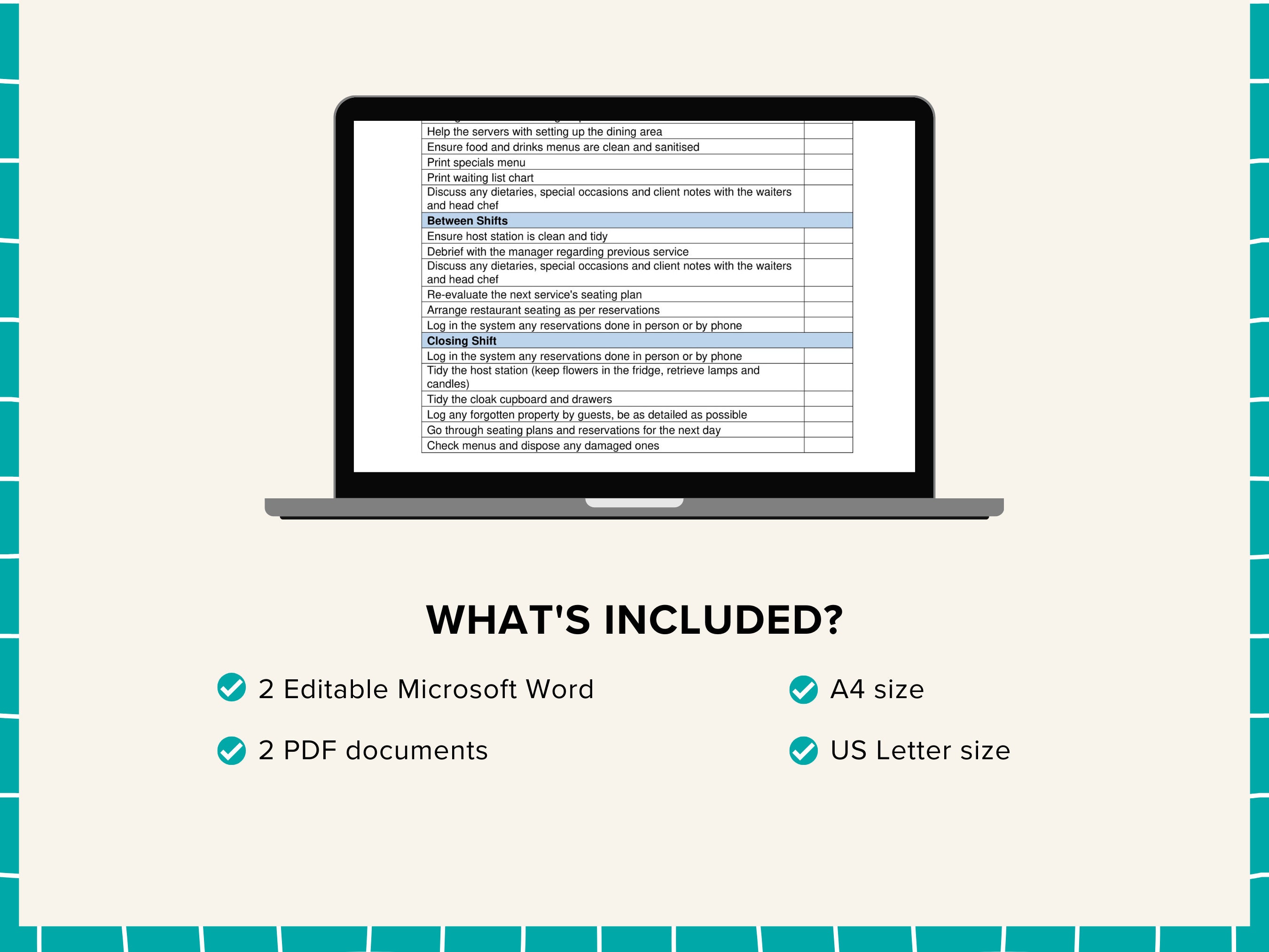 Restaurant Host Daily Duties; Tasks, Checklist, List; Training New ...