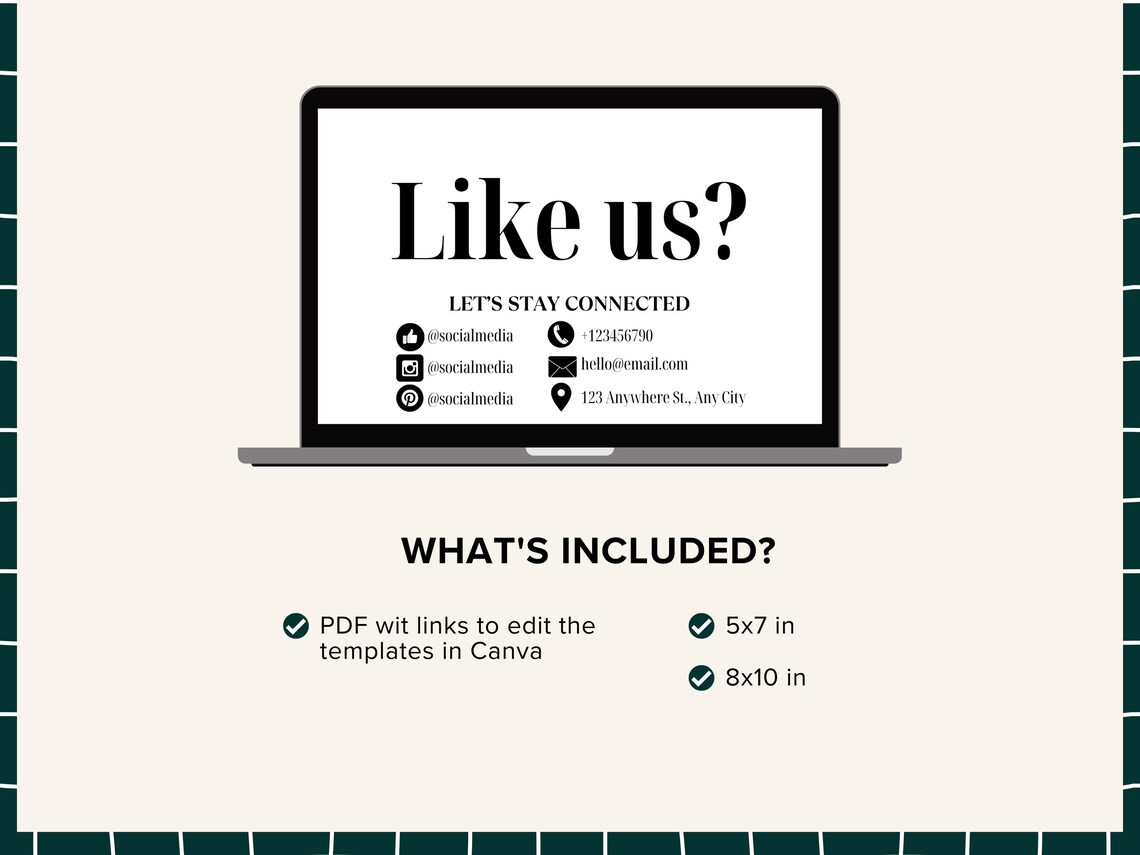 Editable Business Sign Template, Social Media Sign, Review Us Sign, Tip ...