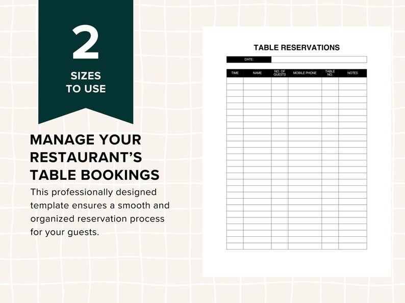 Restaurant Table Reservation Template | Editable Table Booking Form ...