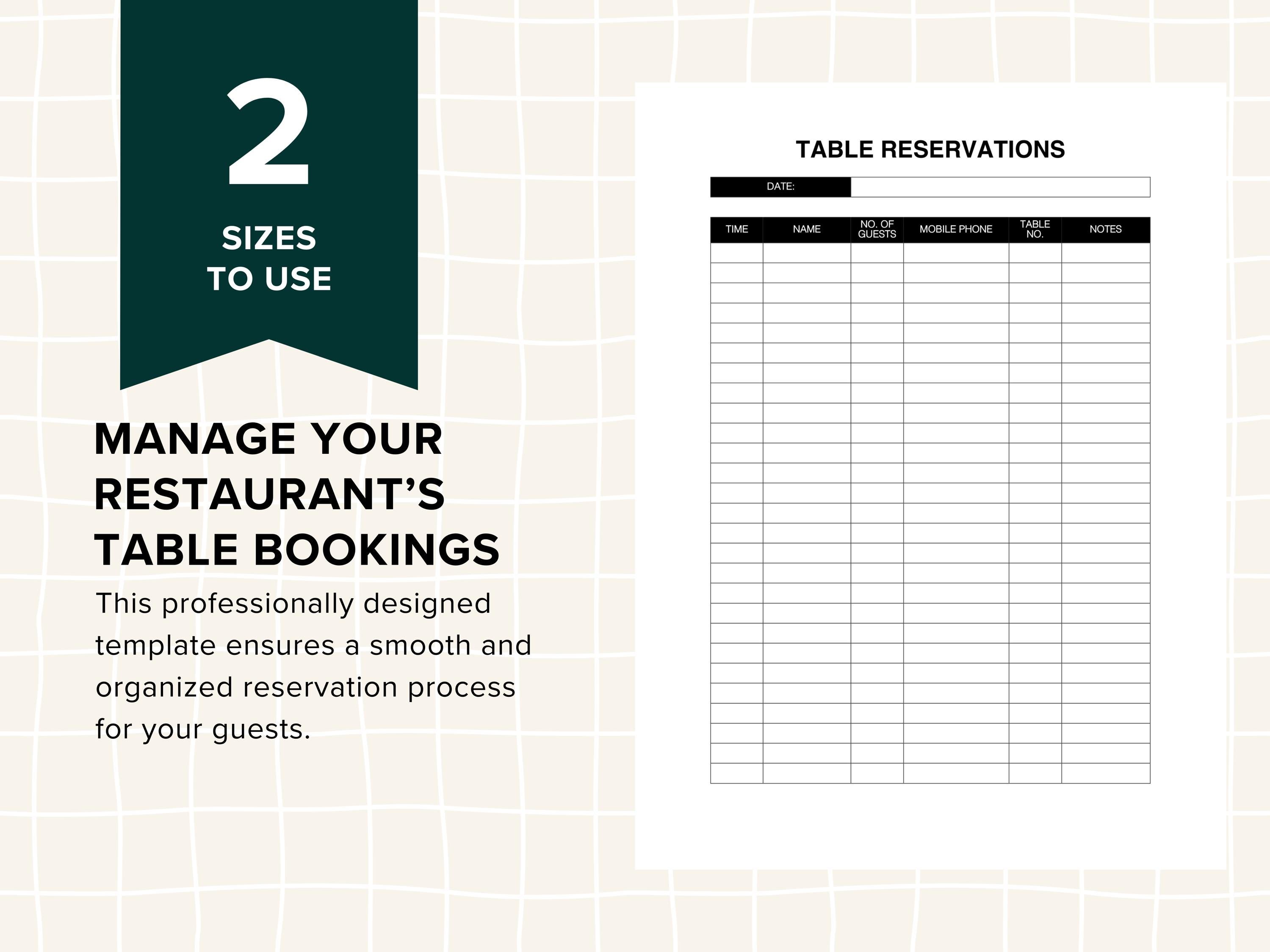 Restaurant Table Reservation Template | Editable Table Booking Form ...