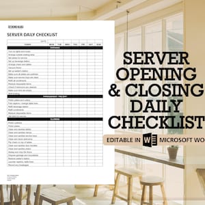 Server Daily Checklist; Restaurant; Cafe; New Hire Training, Mis En ...