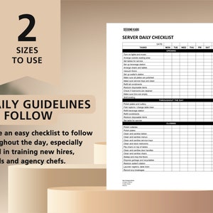 Server Daily Checklist; Restaurant; Cafe; New Hire Training, Mis En ...