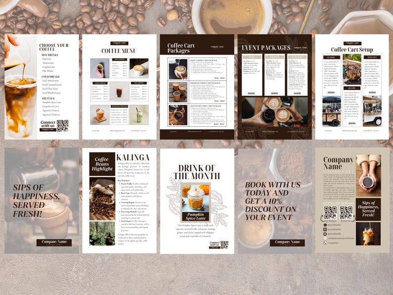 Editable Coffee Cart Business Templates Bundle, Mobile Coffee Bar ...