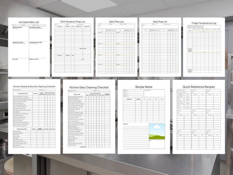 Restaurant Kitchen Templates Bundle, Canva Editable, Cafe BOH, HACCP ...