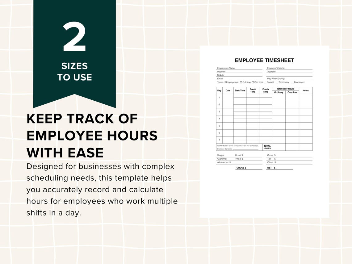 Employee Weekly Time Sheet, Employee Timesheet Log Form, Time Record ...