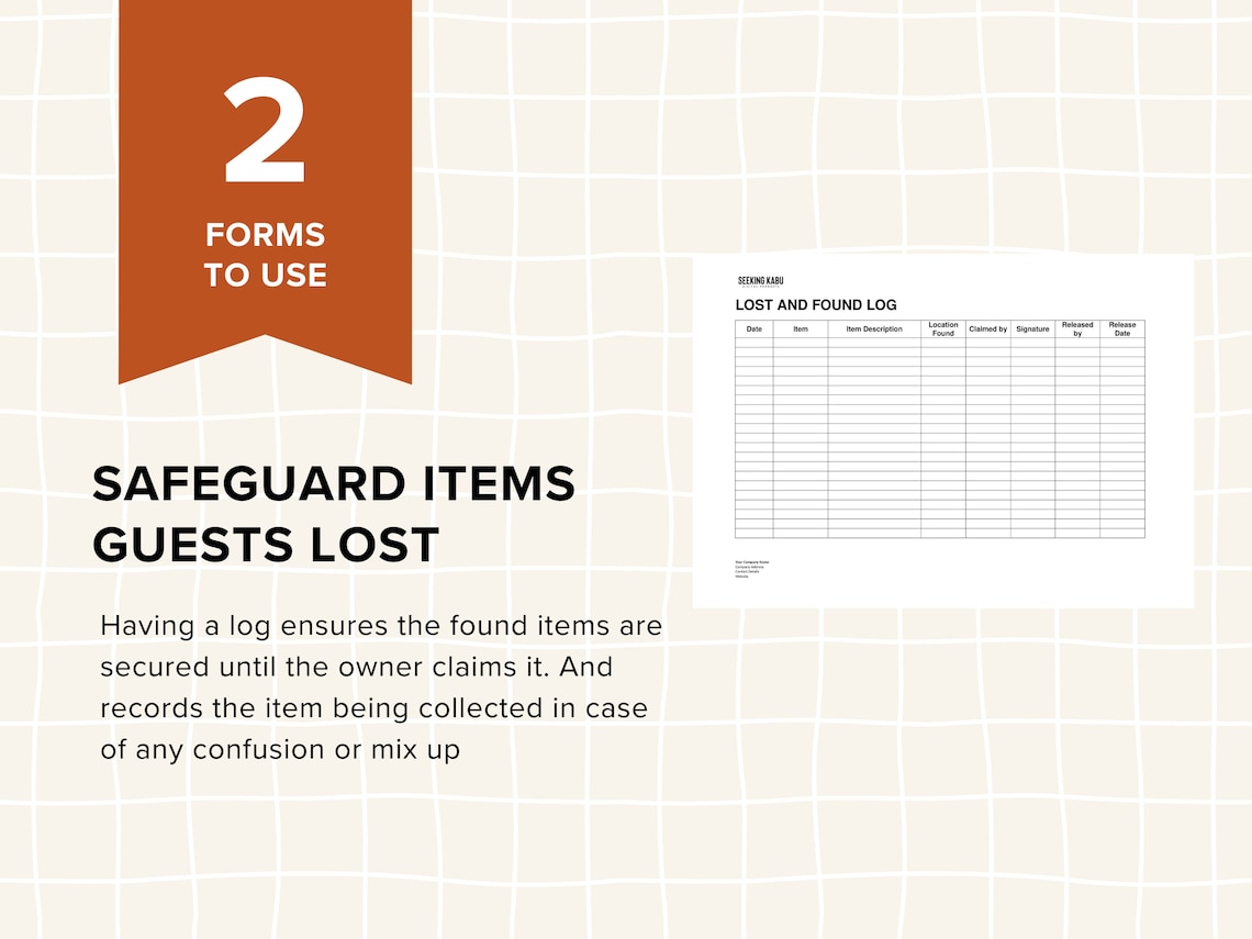 Lost and Found Log; Tracker; Customisable, Editable Templates; PDF, MS ...