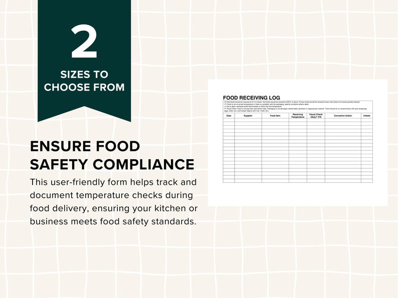 Restaurant Food Receiving Log, HACCP Food Temperature Log Template ...