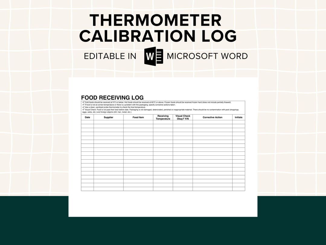 Thermometer Calibration Log Template, Editable HACCP Calibration Form ...