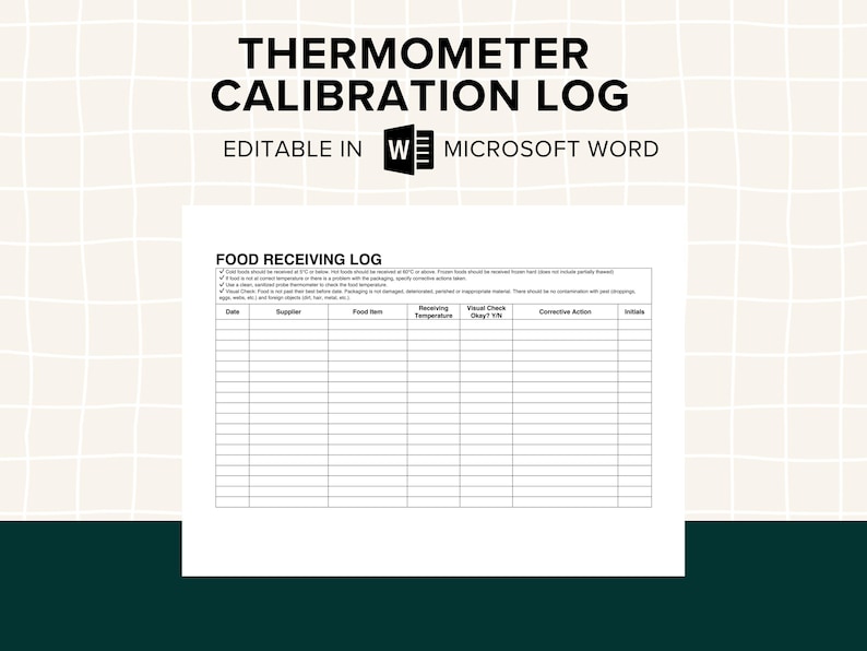 Thermometer Calibration Log Template, Editable HACCP Calibration Form ...